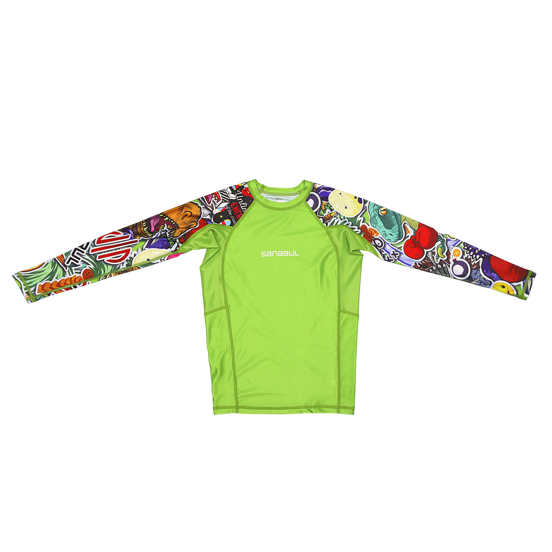 Kids and Teens Sticker Bomb MMA & No Gi Jiu Jitsu Rash Guard – Sanabul