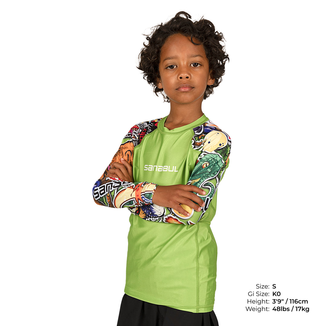 Kids and Teens Sticker Bomb MMA & No Gi Jiu Jitsu Rash Guard – Sanabul