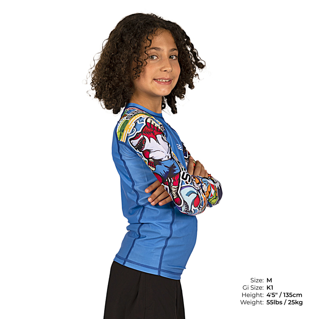 Kids and Teens Sticker Bomb MMA & No Gi Jiu Jitsu Rash Guard – Sanabul