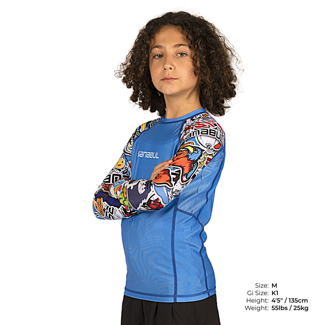 Kids and Teens Sticker Bomb MMA & No Gi Jiu Jitsu Rash Guard – Sanabul